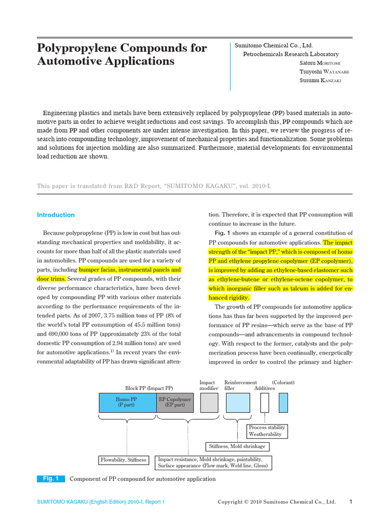 Polypropylene Compounds For Automotive Applications | PDF | Technology ...