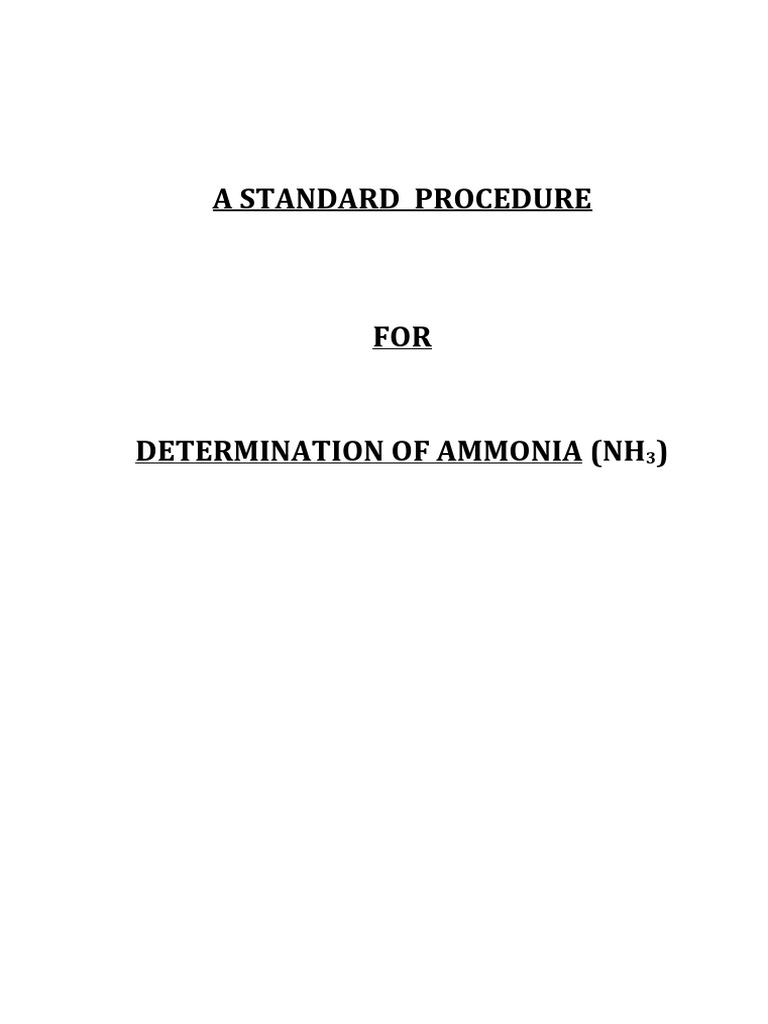 SOP-41 - Procedure For Determination of Ammonia | PDF