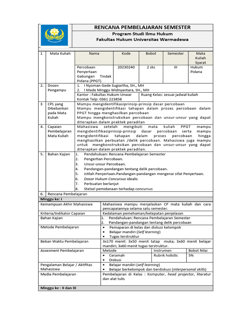 RPS PPGT Revisi | PDF