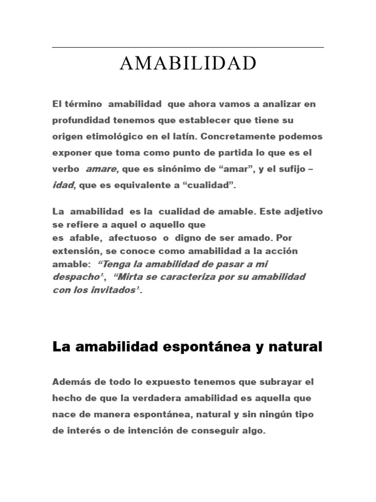 Qué es la amabilidad | PDF