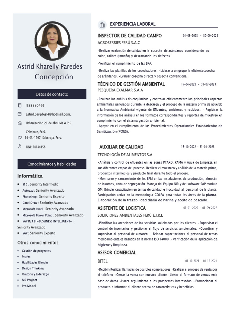 Paredes Concepcion Astrid Kharelly CV. | PDF