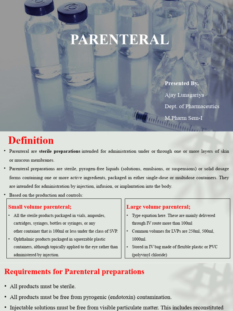 Large & Small Volume of Parenteral | PDF