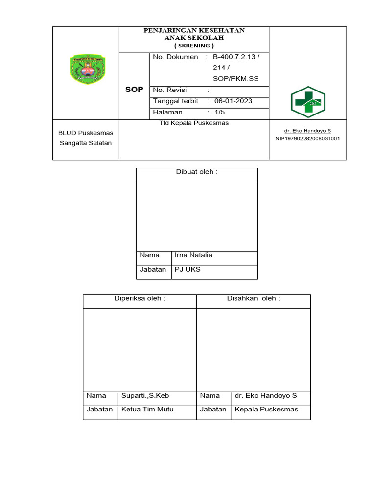 Sop Uks 2023 | PDF | Pengembangan Diri | Kesehatan Holistik