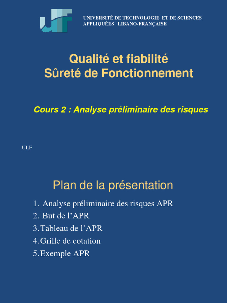 Cours 2 Analyse Preliminaire Des Risques | PDF