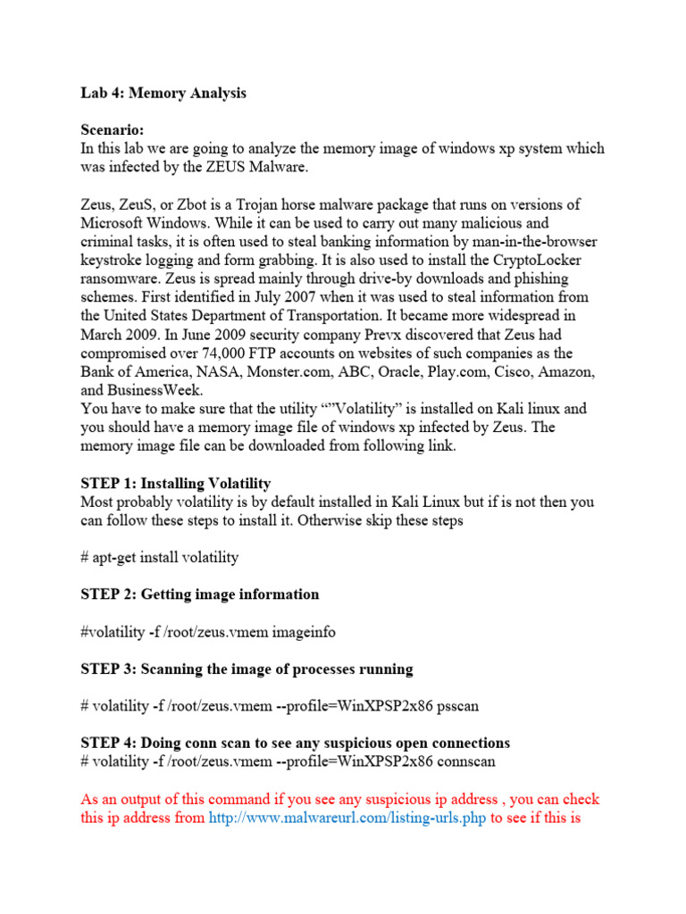 Lab3 Memory Analysis | PDF