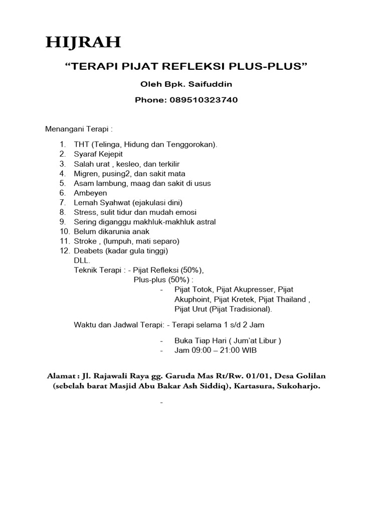 HIJRAH Terapi Refleksi | PDF