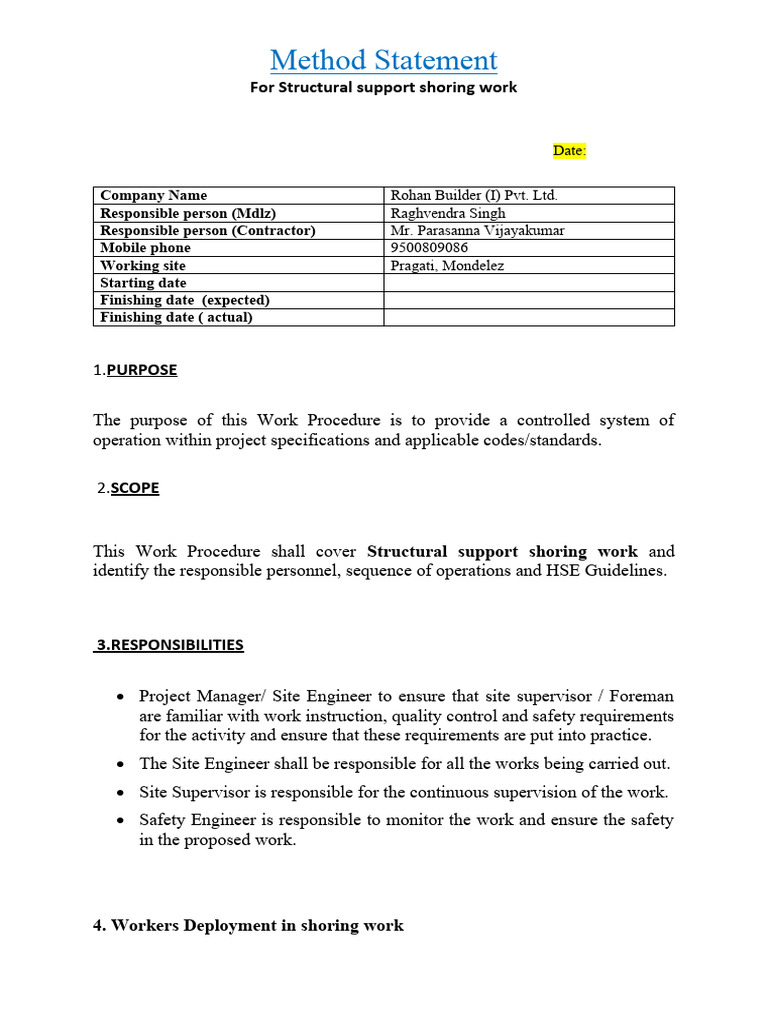 MS FOR Structural Support Shoring Work | PDF | Safety