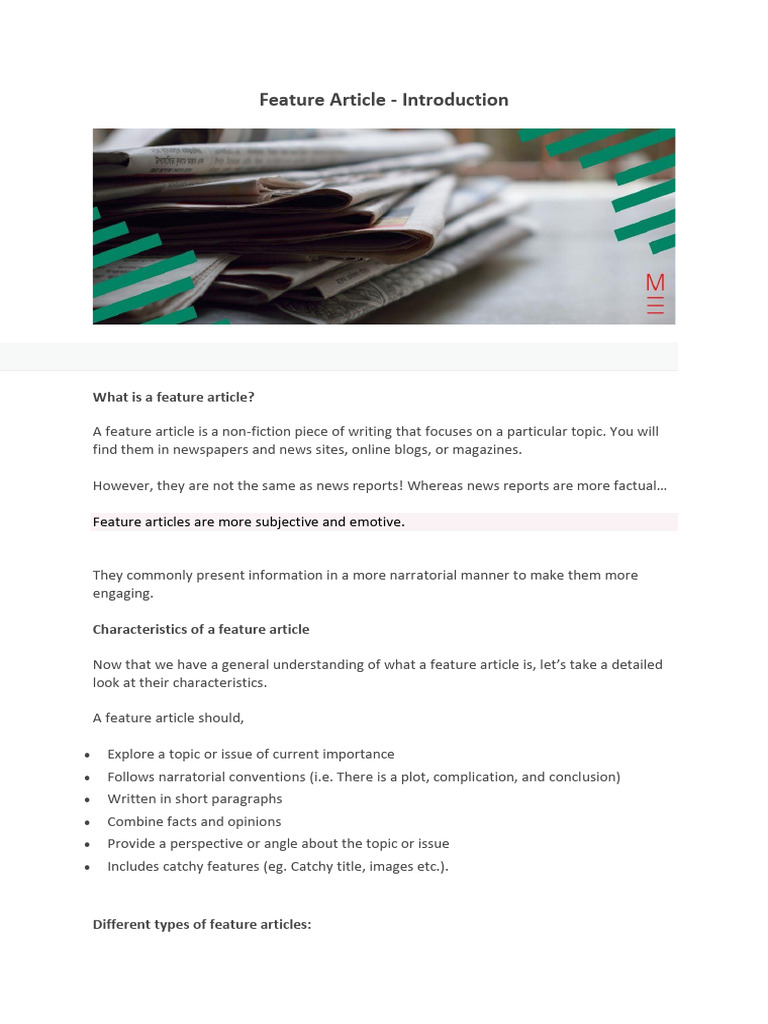 Understanding Feature Articles | PDF | Career & Growth | Social Science