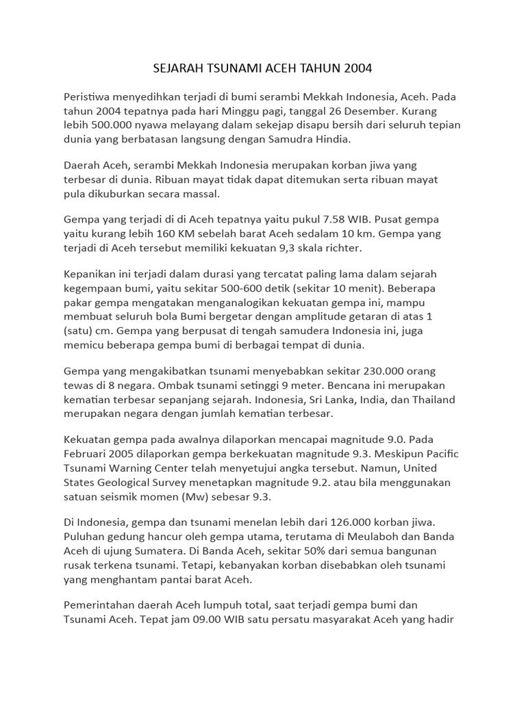 Sejarah Tsunami Aceh | PDF