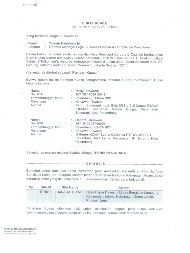 Surat Kuasa Kec - Tetap | PDF