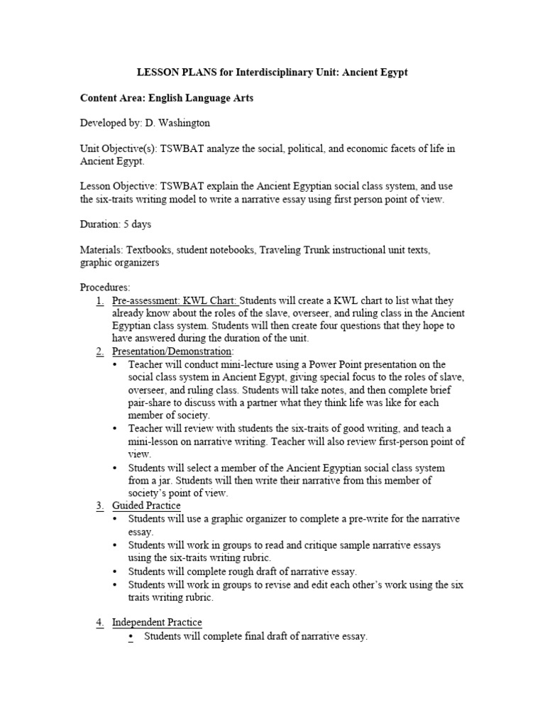 6 Ancient Egypt Lesson Plans | PDF