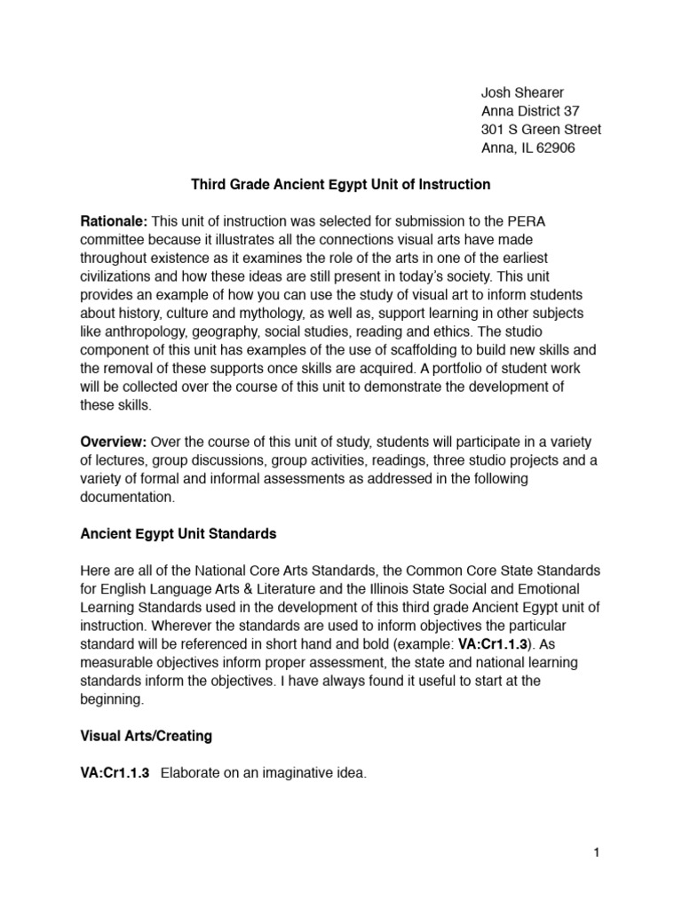 Third Grade Ancient Egypt Unit Overview | PDF | Social Science ...
