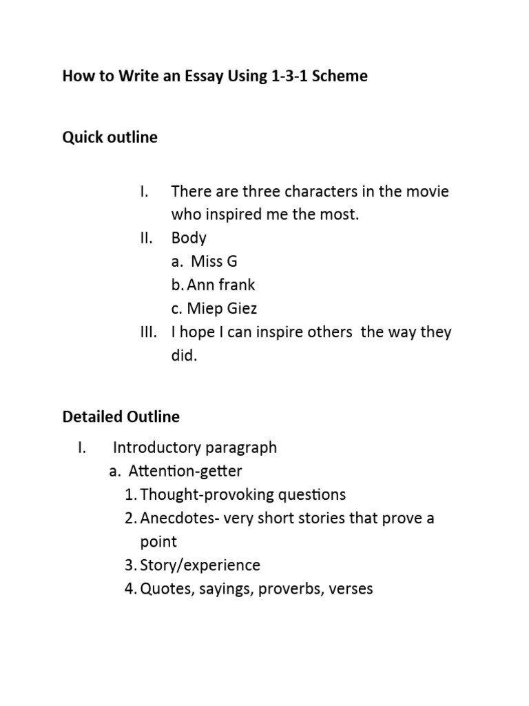 How To Make Essays Using 1-3-1 | PDF