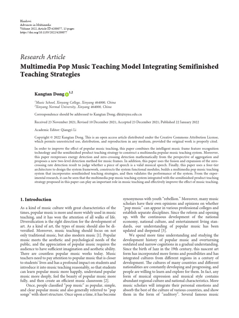 Multimedia Pop Music Teaching Model Integrating Se | PDF | Signal Processing