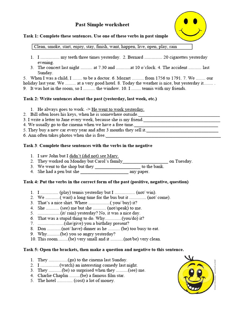 Past Simple Fun Activities Games 33259 | PDF