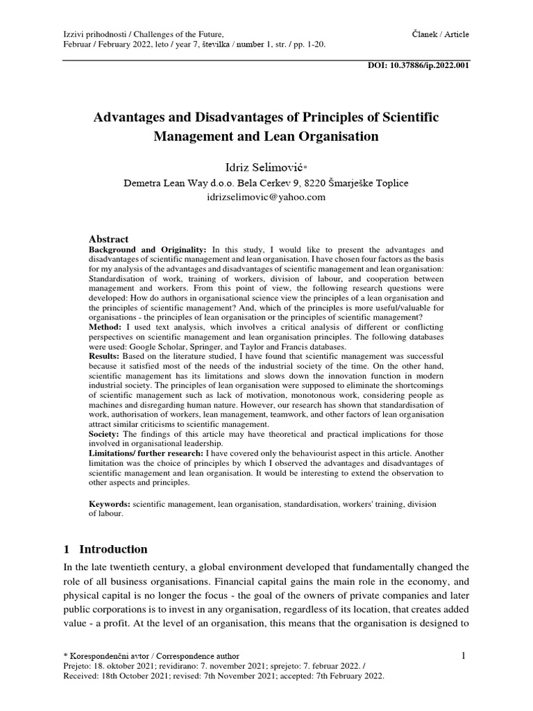Advantages and Disadvantages of Principles of Scie | PDF