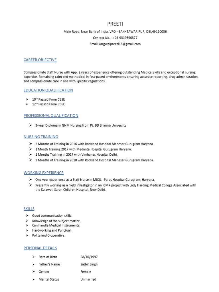 Preeti cv | PDF