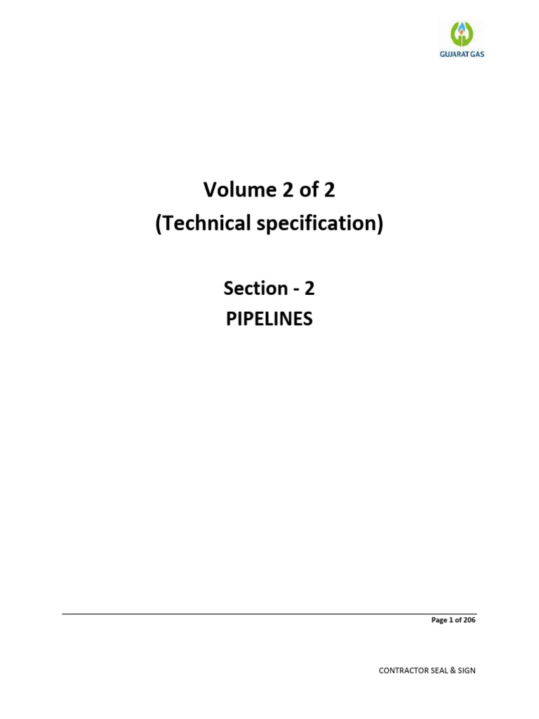 Annexure-1 Technical Specification For Pipelines | PDF | High Voltage | Pipe (Fluid Conveyance)