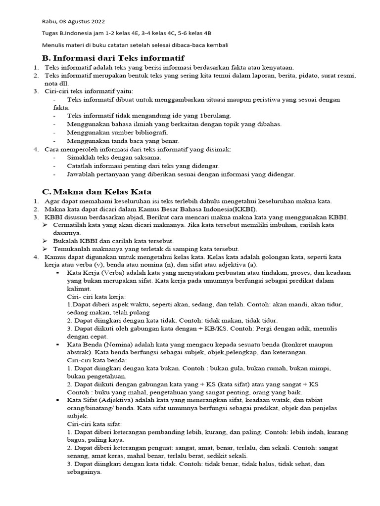 Tugas B.indonesia Kelas 4 | PDF