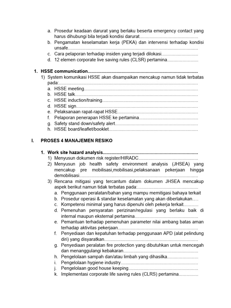 2 Daftar-Isi-Hse-Plan Hal 3 & 4 | PDF