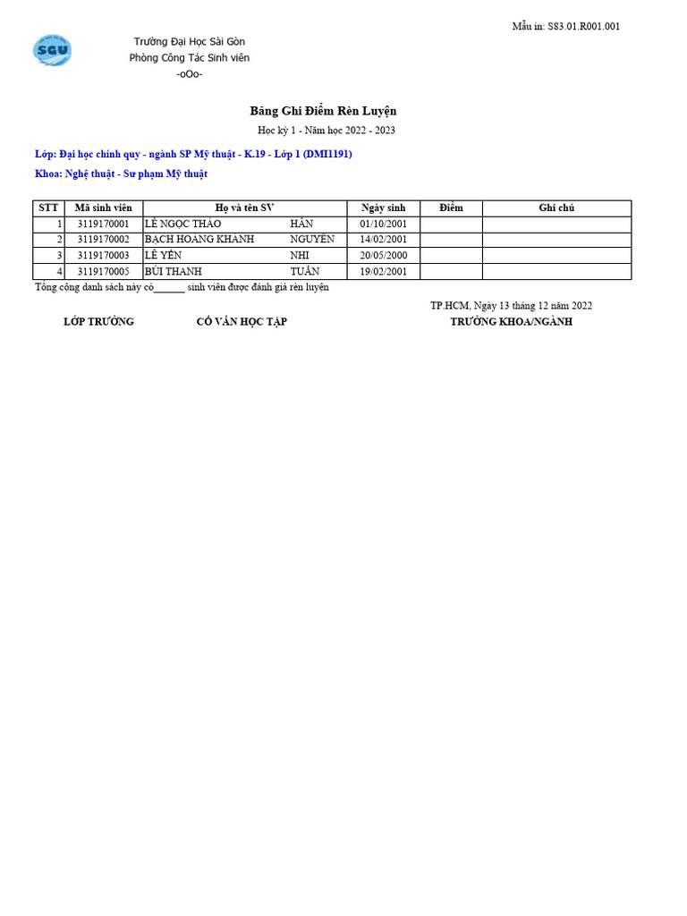 Ghi DRL Hk22.1 Nghethuat | PDF