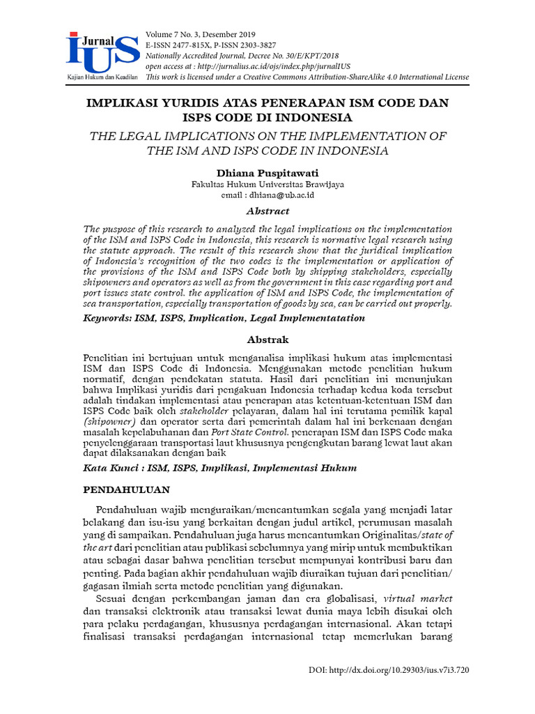 Implikasi Hukum ISM dan ISPS di Indonesia | PDF | Bisnis | Sains & Matematika
