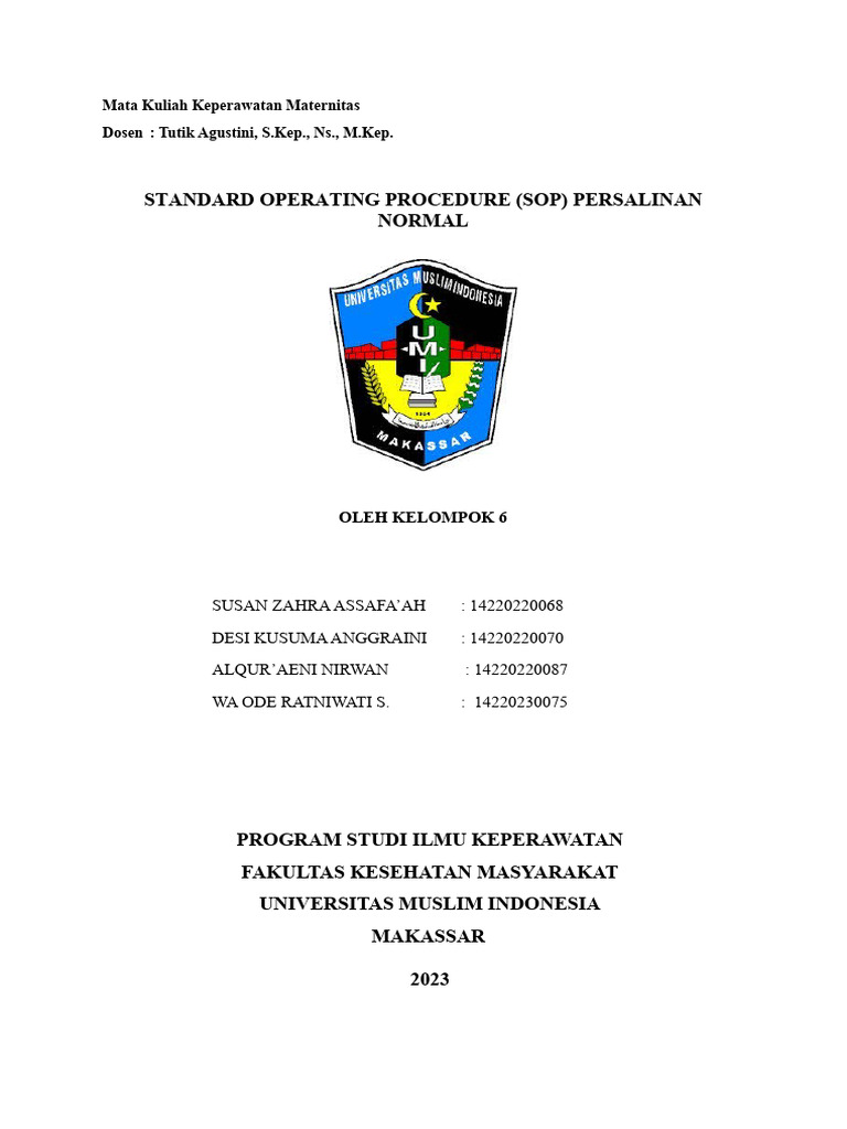 Sop Persalinan Normal | PDF