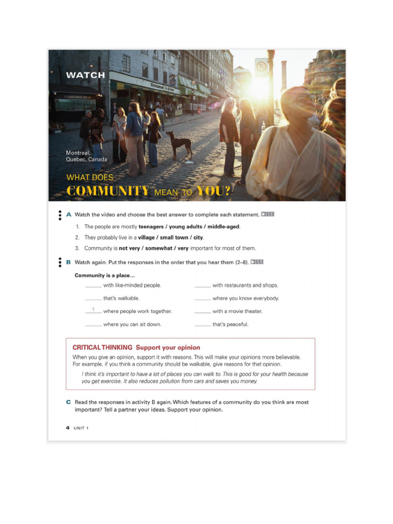 Demo Lesson - Unit 1 - Building Community - Reading | PDF