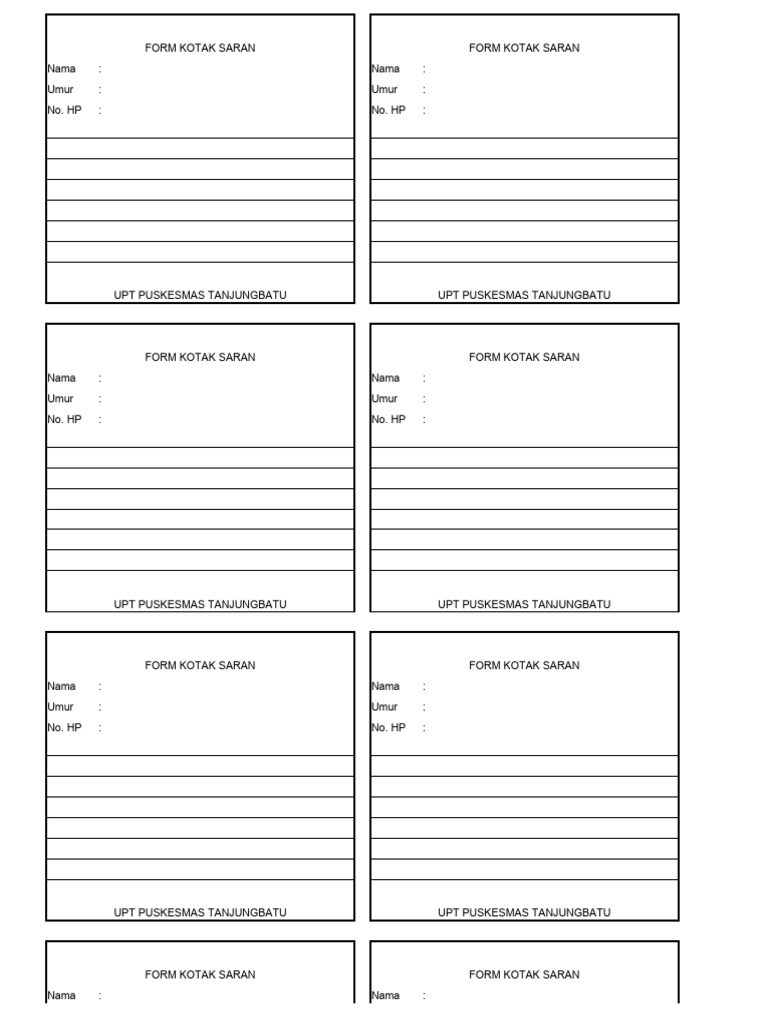 Form Kotak Saran | PDF