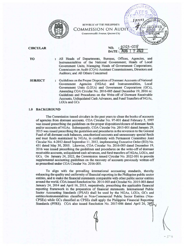 COA Circular 2023 08 | PDF