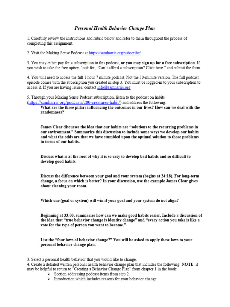 Behavior Change Plan | PDF