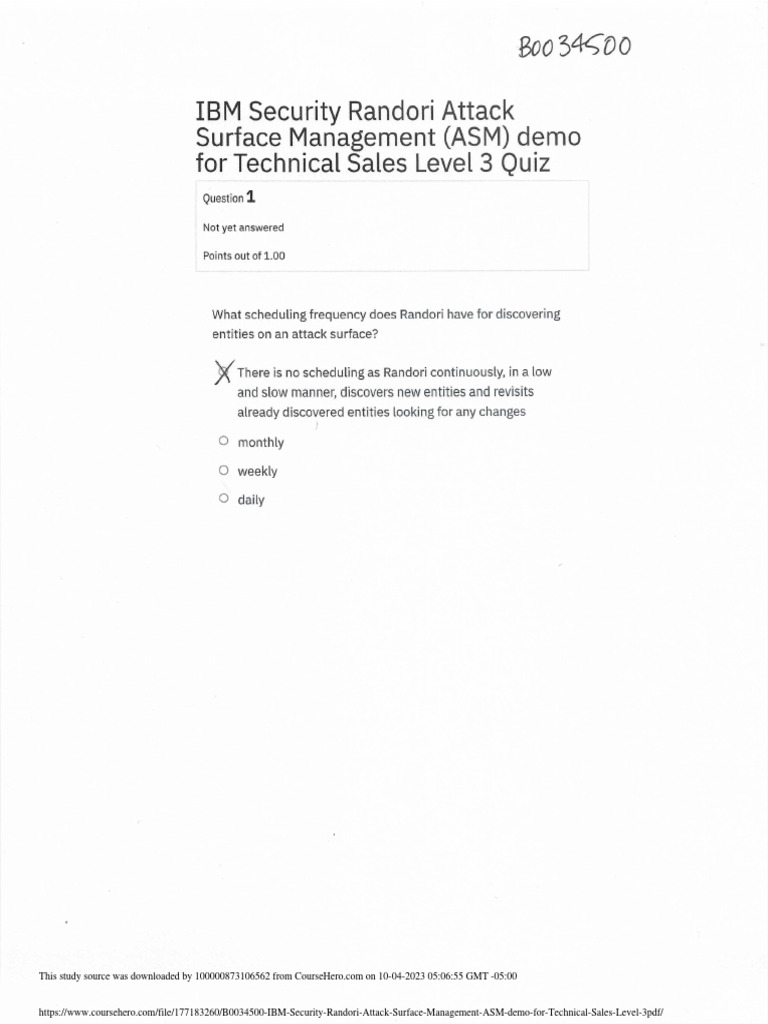 B0034500 IBM Security Randori Attack Surface Management ASM Demo For Technical Sales Level 3 PDF ...