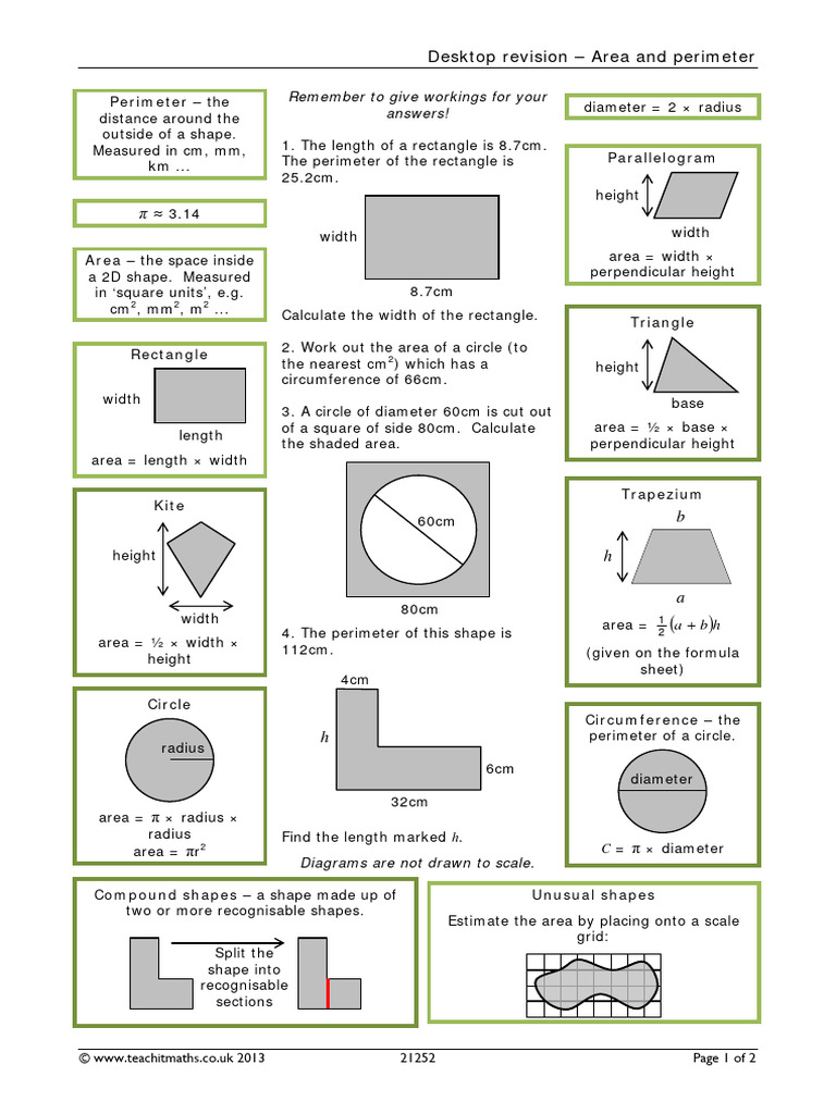 Notes - Area and Perimeter | PDF
