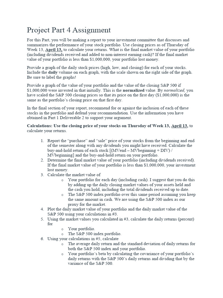 Stock Portfolio Performance Report | PDF | Finance & Money Management