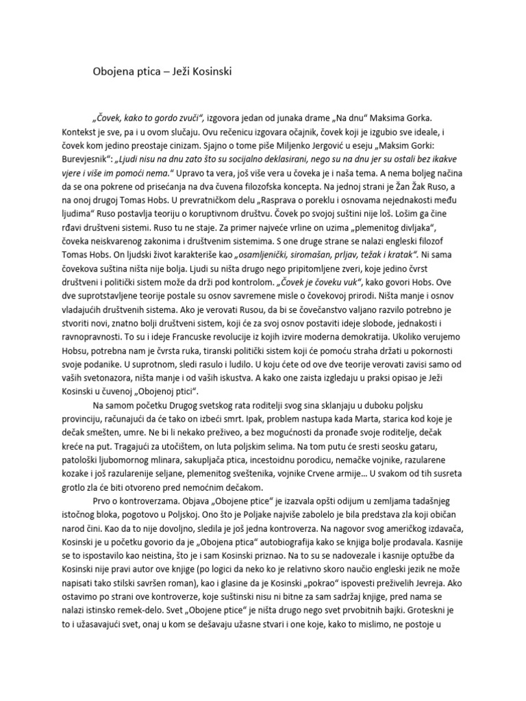 Obojena Ptica, Prikaz | PDF