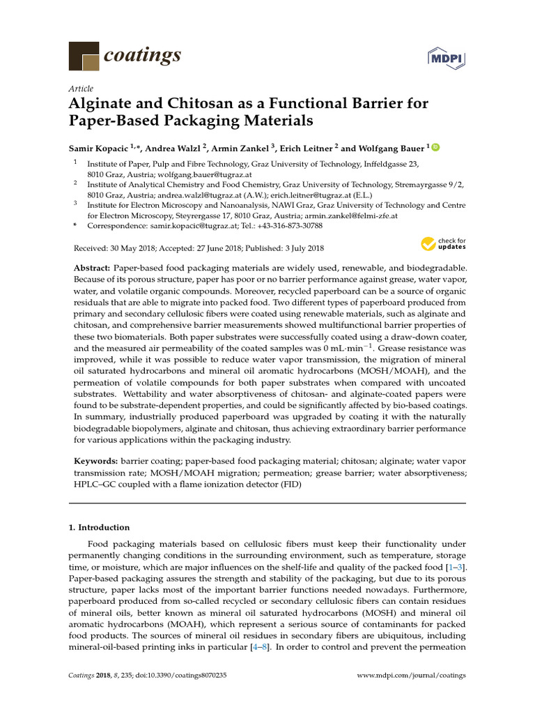 Alginate and Chitosan as a Functional Barrier for | PDF | Biopolymer ...
