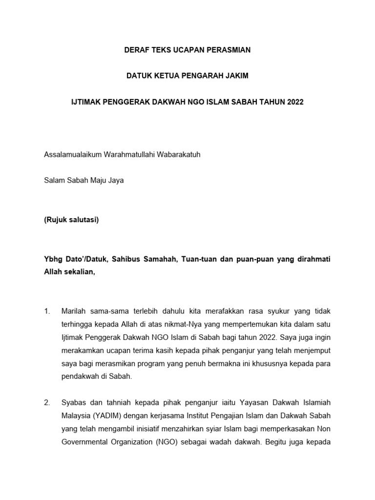 Deraf Teks Ijtimak Ngo | PDF