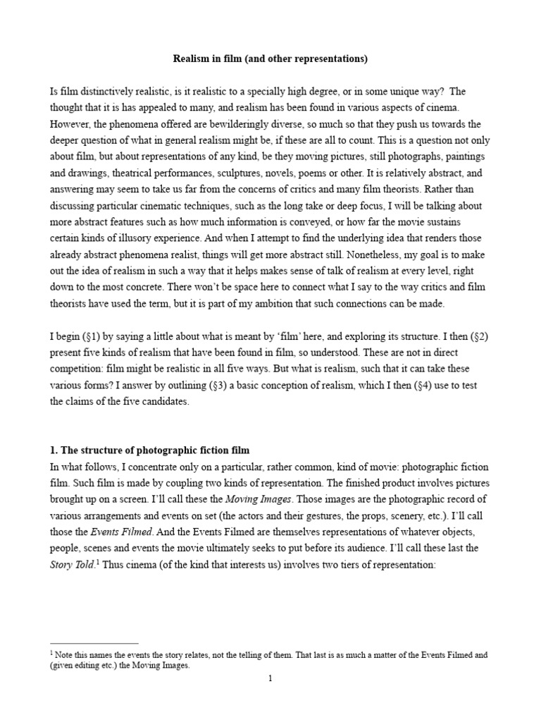 Exploring Realism in Film Representations | PDF