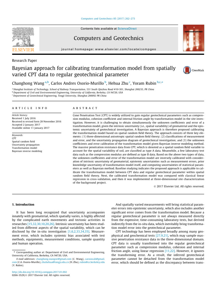 Bayesian Approach For Calibrating Transformation Model From Spatially Varied Cpt Data To Regular