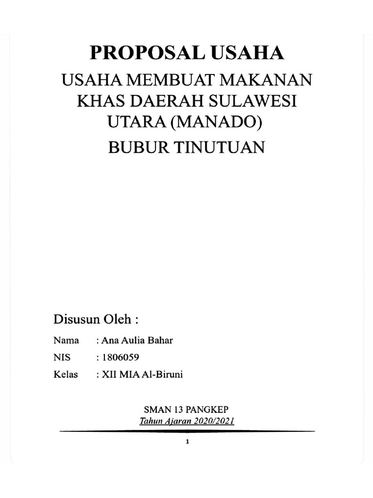 Contoh Proposal Makanan PKWU | PDF