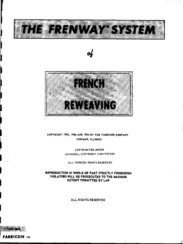 French Reweaving Instruction Book | PDF | Textiles | Weaving