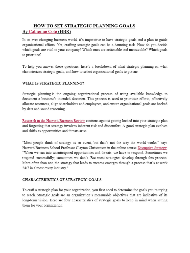 How To Set Strategic Planning Goals | PDF | Career & Growth