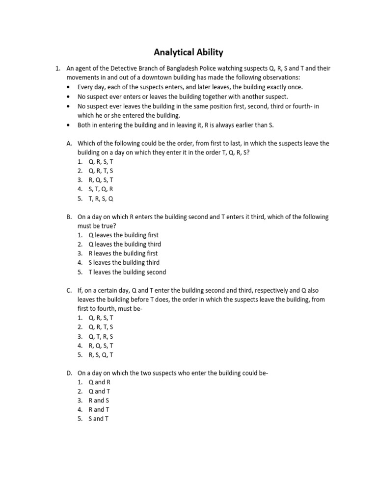 Analytical Ability 3 | PDF