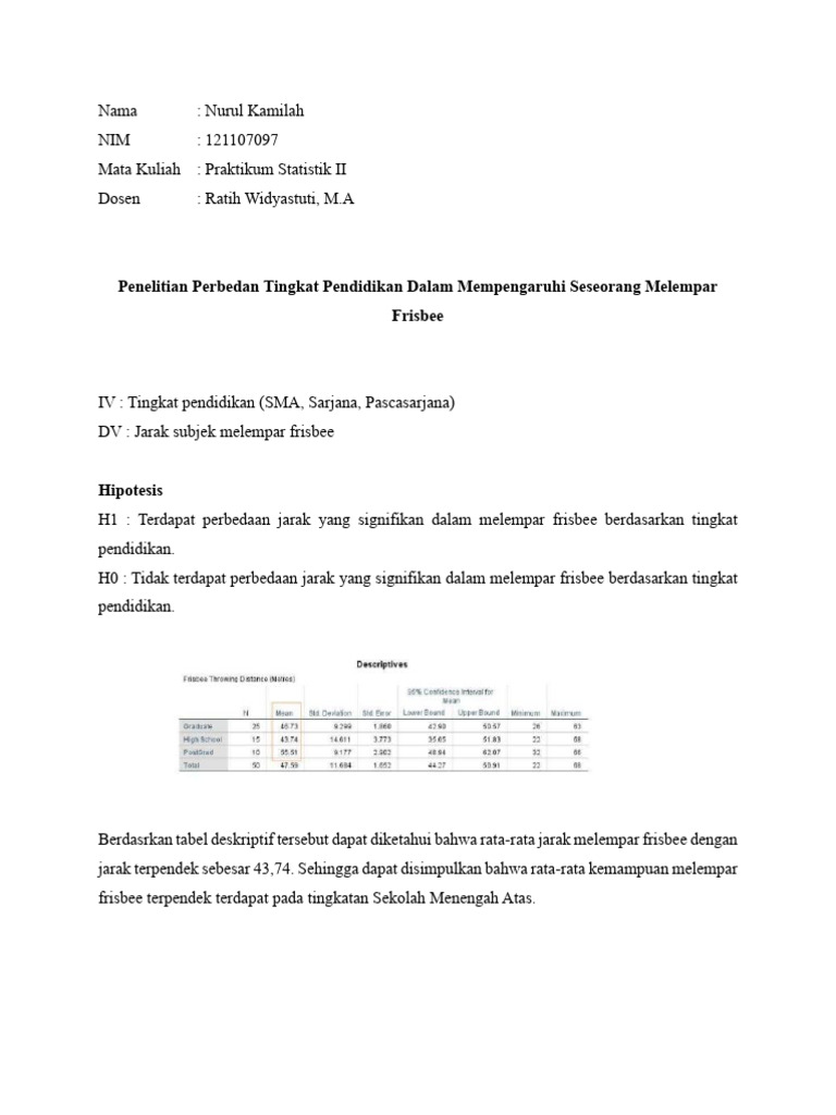 Interpretasi Anova One Way | PDF | Karier & Perkembangan | Sains & Matematika