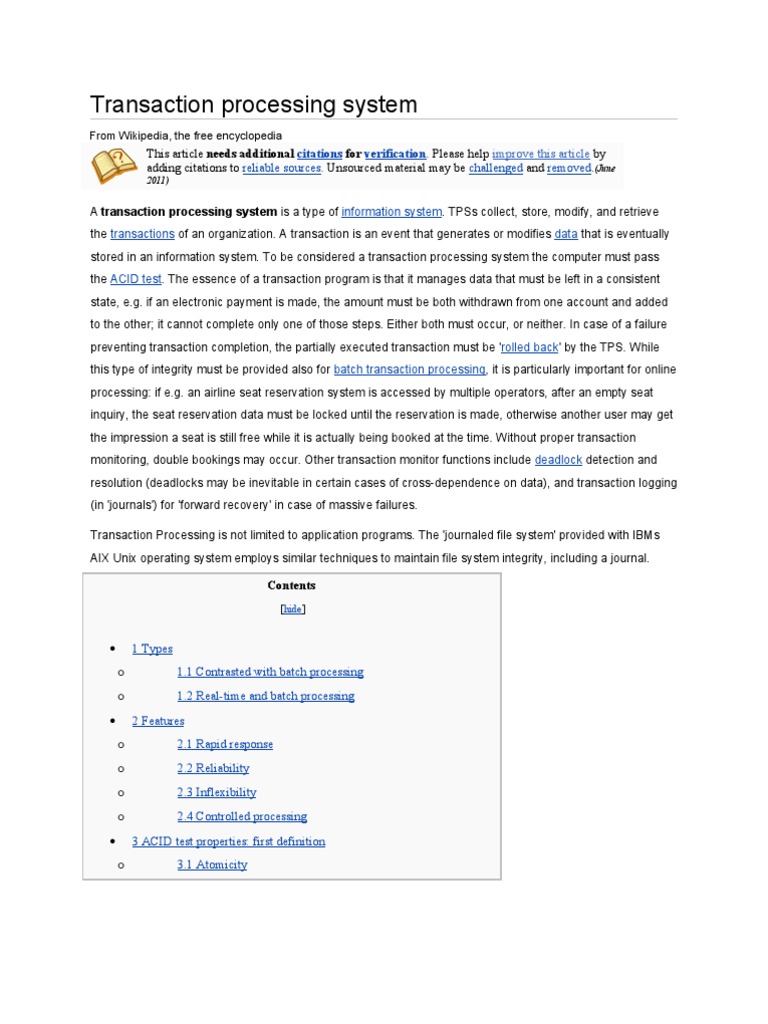 Transaction Processing System | PDF | Database Transaction | Acid