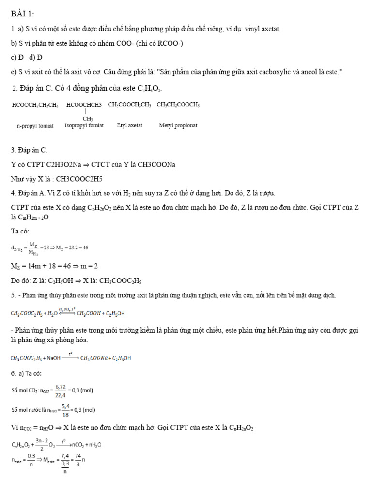 Hóa 12 Bài 1-5 | PDF