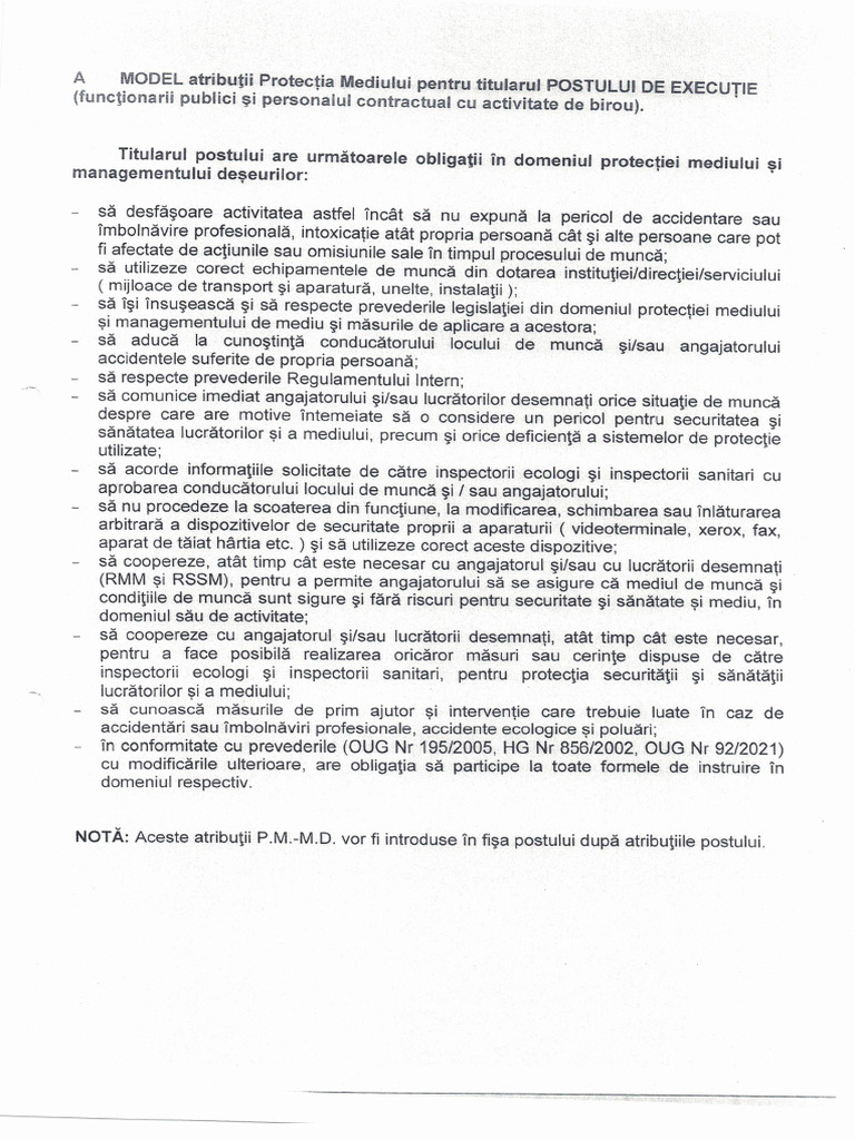 Atributii Protectia Mediului | PDF