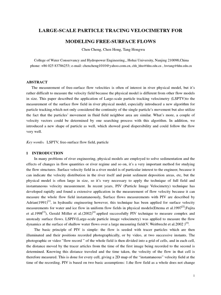 Large Scale Particle Tracing Velocimetry For | PDF | Applied And Interdisciplinary Physics ...