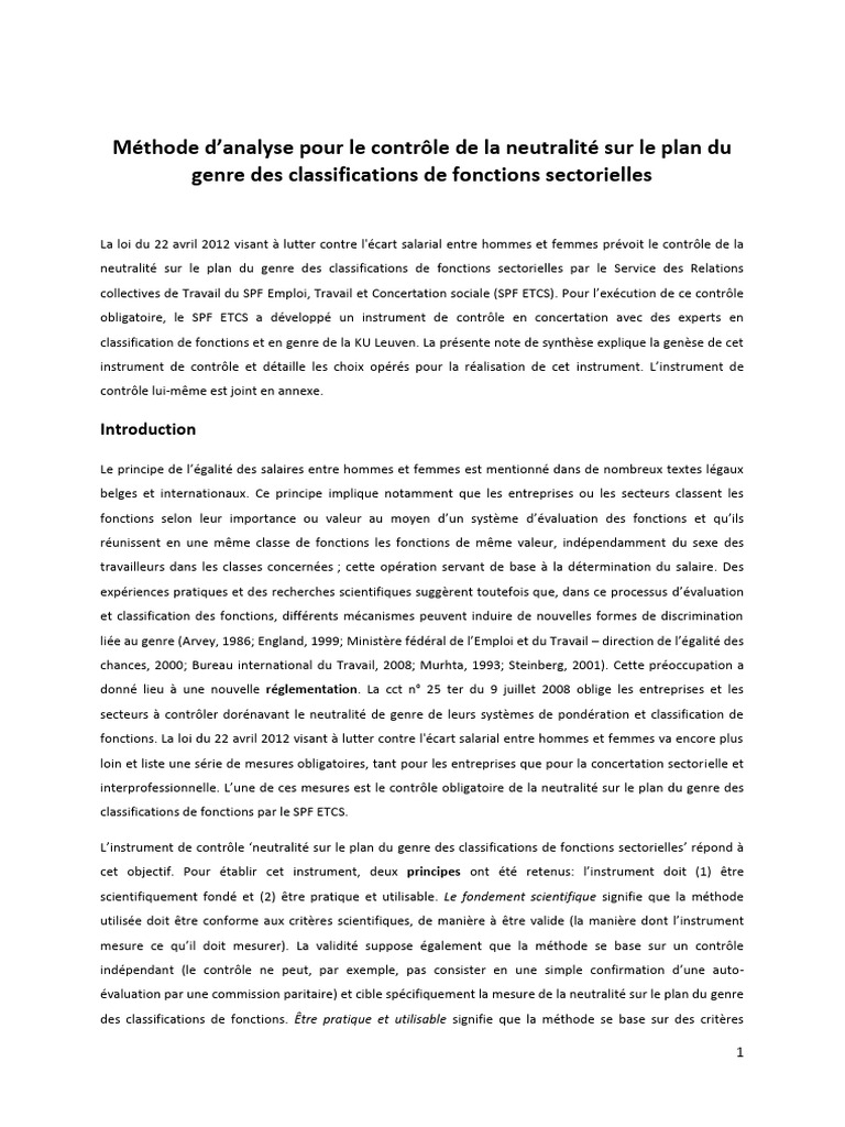 Méthode D - Analyse Pour Le Contrôle de La Neutralité Sur Le Plan Du ... Méthode D - Analyse Pour Le Contrôle de La Neutralité Sur Le Plan Du ...