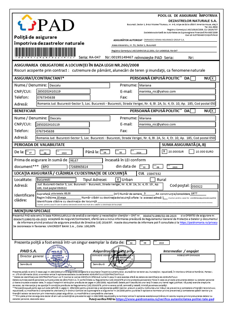 Polita PAD 00195149467 | PDF